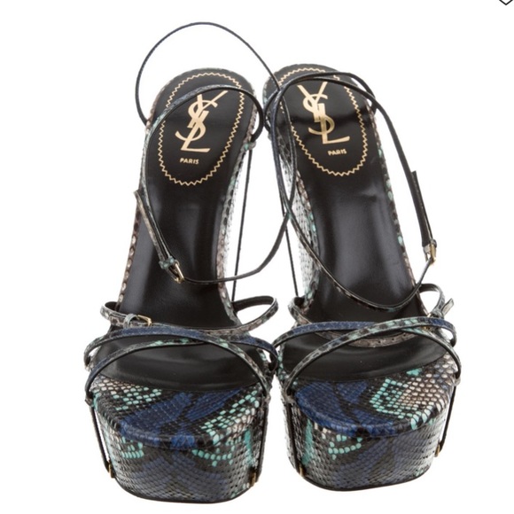 Yves Saint Laurent | Shoes | Ysl Baobab Platform Snakeskin Wedge Sandal ...